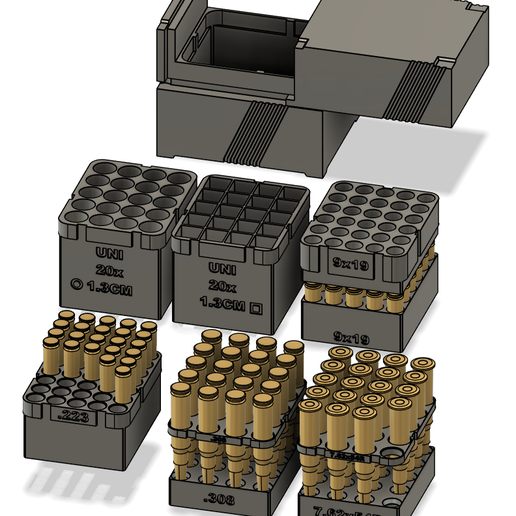 📦 Ammunition box for various calibers (20)・ STL File for 3D printing・Cults