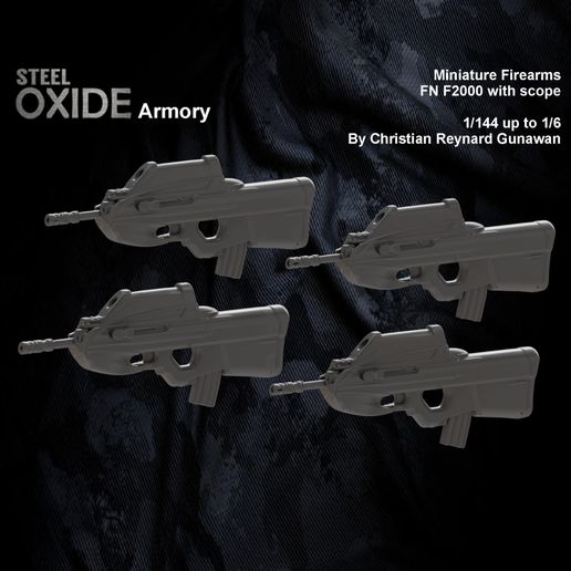 🎲 Miniature firearms FN F2000 with scope・ STL File for 3D printing・Cults
