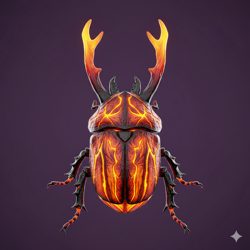 🪲 Single STL Flamehorn Beetle Monster Miniature – Epic Fantasy Creature ...