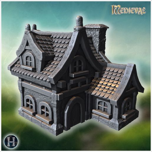 🏠 Mittelalterliches Fachwerkhaus mit filigranen Holzbalken, Schrägdach ...