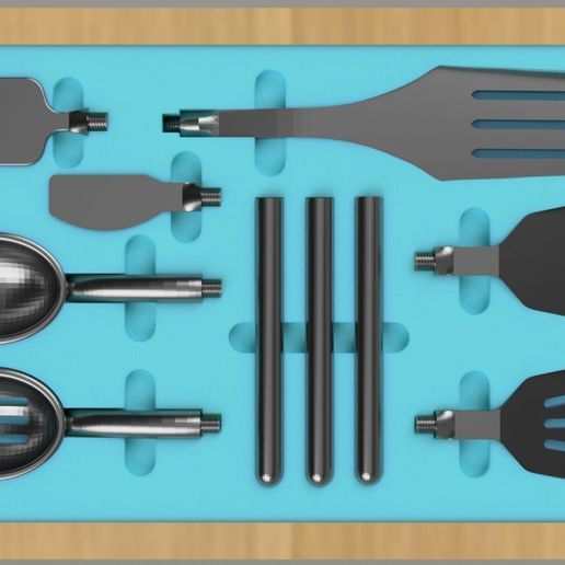🔪 Kitchen utensils with threaded interchangeable handles・ STL File for ...