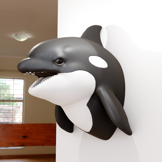 🐳 orca whale head wall mount mouth open stl・ STL File for 3D printing・Cults