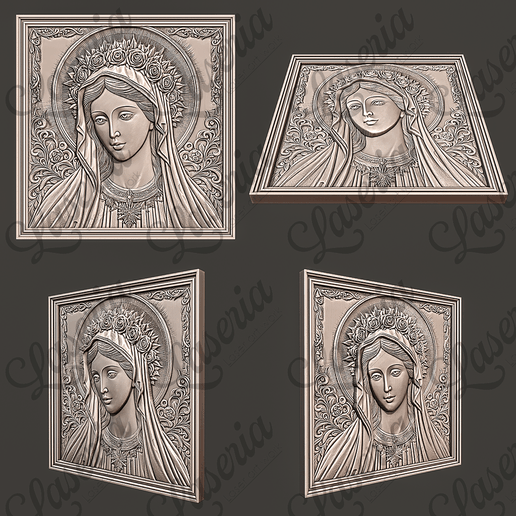 🗿 3D STL Design | Our Lady of Grace with Roses Bas-Relief | CNC Routers ...