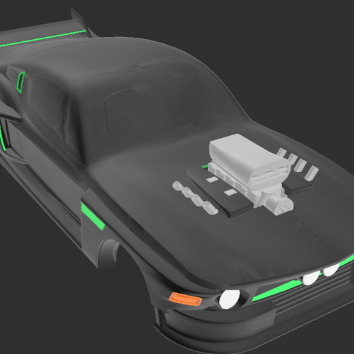 🚙 Ford Mustang with engine RC body・ 3D File for 3D printing・Cults