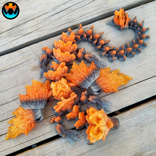 🐉 Autumn Dragon, Seasonal Fall Dragon, Flexible, Print in Place, No ...