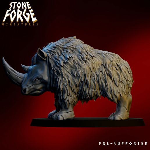 🦏 Woolly Rhino, Ice Age Rhinoceros (pre-supported)・ STL File for 3D ...