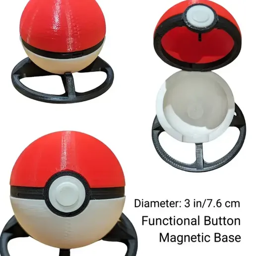 🔒 PokeBalls functional with open and lock latch・ STL File for 3D ...