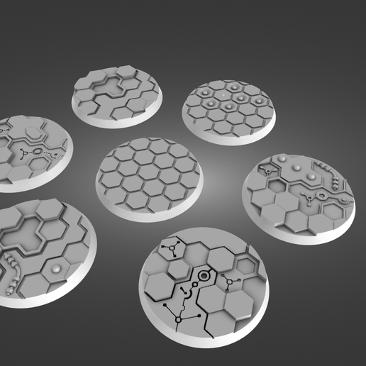 🎲 Hexagonal theme bases set・ STL File for ・Cults