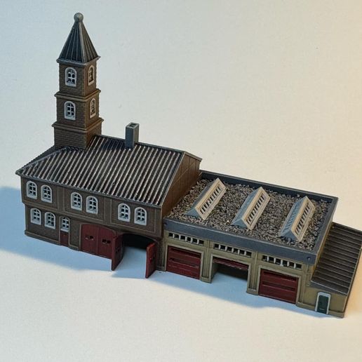 🏠 Firestation 1 in 1:450 scale for 3mm wg and t-gauge model trains・ STL ...