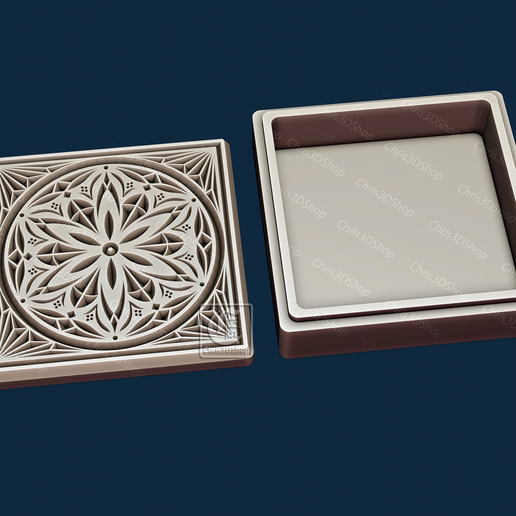 🟪 Square V-Carved Jewelry Box 3 - Files for CNC・ 3D File for 3D ...