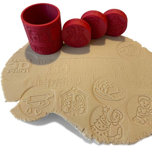 🎄 Cozy Christmas Eve Playdough Stamp Set・ 3D File for 3D printing・Cults