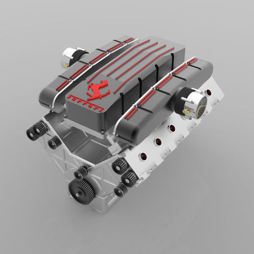 🚗 V12 FERRARI ENGINE・ STL File for 3D printing・Cults