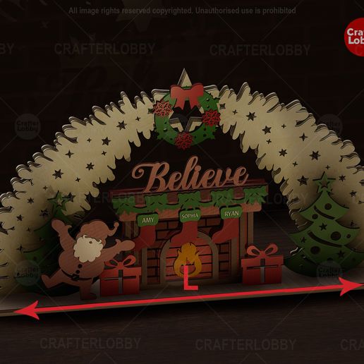 3D file Christmas Tree Standing Arch SVG File, Christmas Believe ...