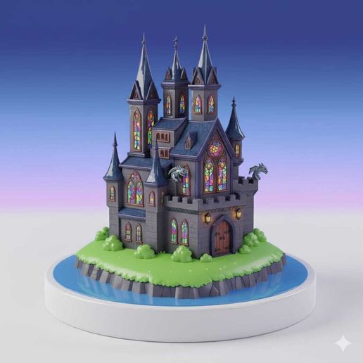 🏰 medieval gothic chibi gothic style castle・ STL File for 3D printing・Cults