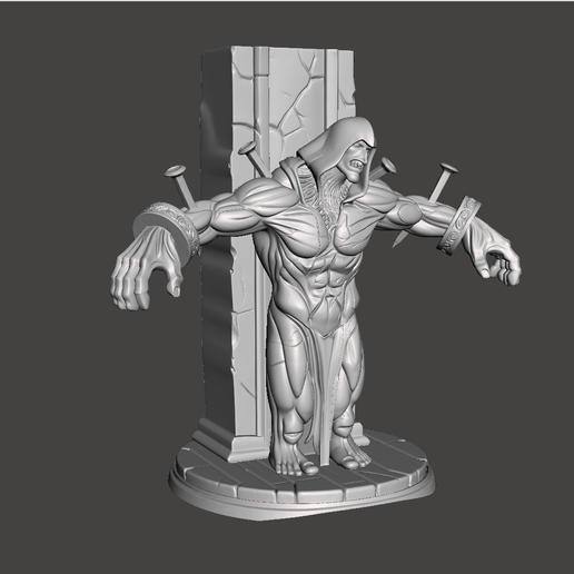 🎲 Dark Fantasy Crucified Warden – Chained Tormented Guardian Statue STL ...