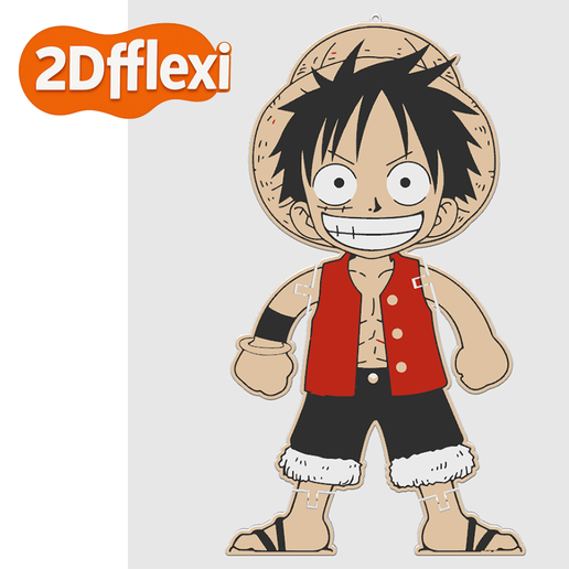 🧸 LUFFY 2D fflexi・ STL Datei für 3D-Druck・Cults