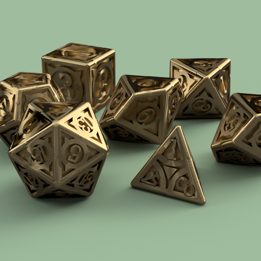 🎲 Golden Dice Set - D&D・ STL File for 3D printing・Cults