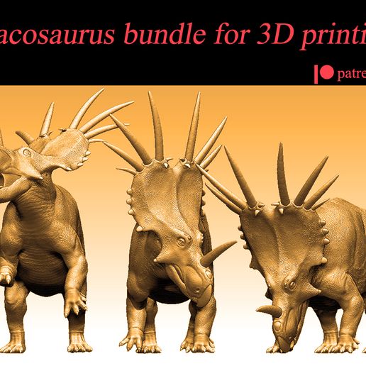 🐉 Styracosaurus bundle・ STL File for ・Cults