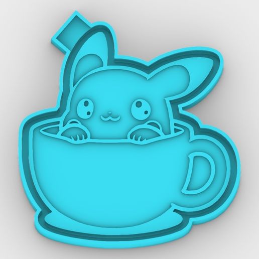 ☕ Pikachu inside a coffee cup - freshie mold - STL for silicone mold ...