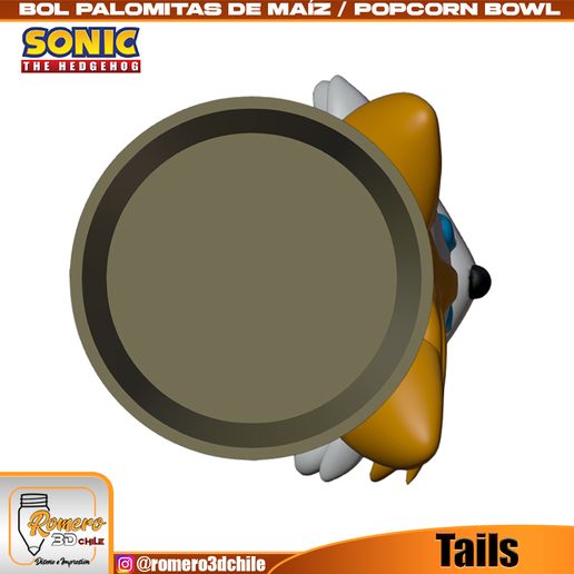 🍿 Popcorn Bowl Tails / Sonic The Hedgehog・ STL File for 3D printing・Cults