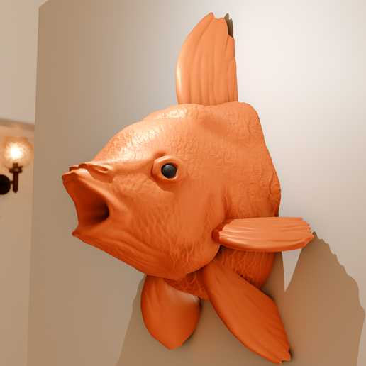 STL file gold fish wall mount mouth open stl 🐠 ・3D printable model to ...