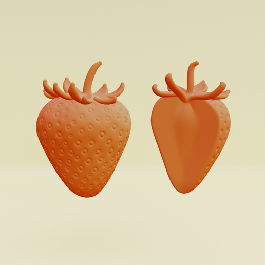 🍓 Stylized Strawberry Whole and Half strawberries・ 3D File for 3D ...