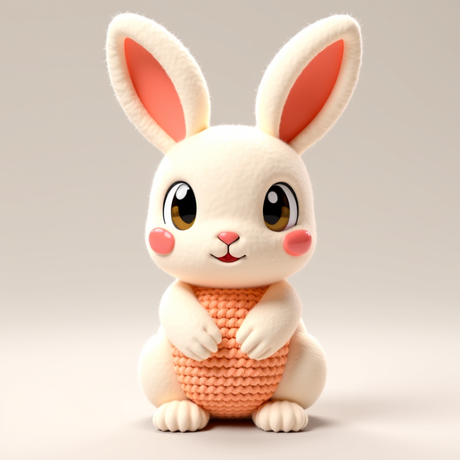3MF file Rabbit with crochet pattern - Rabbit with crochet pattern ...