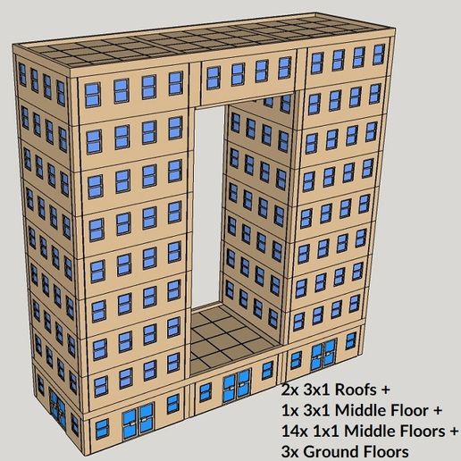 🏢 6mm Modular Apartment Block System・ 3D File for 3D printing・Cults