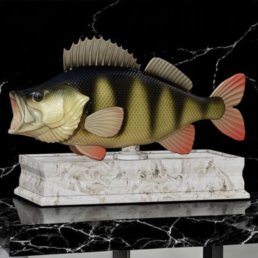 🛰 european perch / Perca fluviatilis statue with storage space / for 3d ...
