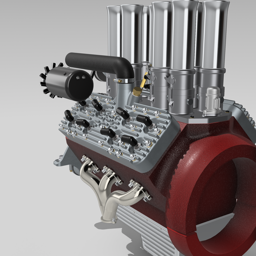 🚙 Ford Flathead Stacked Injection Twin Spark Engine Complete・ STL File ...