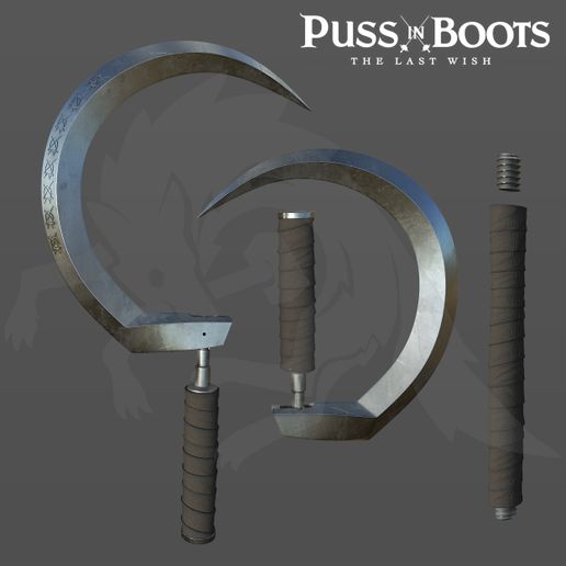 🐺 ARTICULATED DEATH WOLF SICKLE (scythe) PUSS IN BOOTS 2 the last wish ...