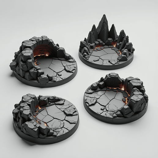 🎲 40mm Volcanic Lava Base Set 3 - Expositores de miniaturas de fantasia ...