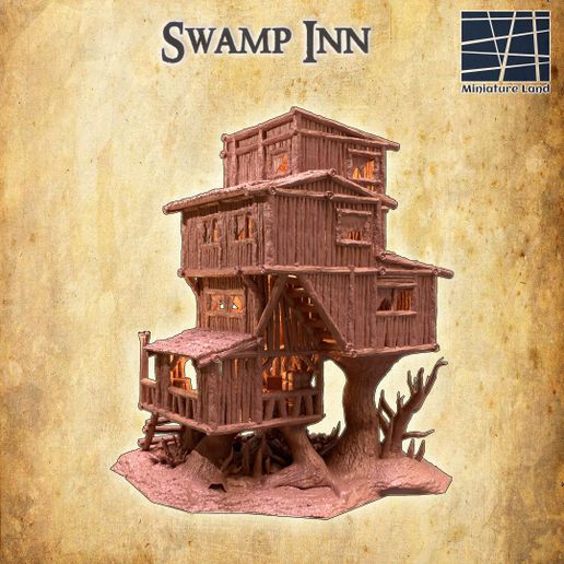 🎲 Swamp Inn 28 mm Tabletop Terrain・ STL File for ・Cults