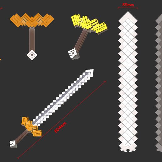 Archivo STL Espada Live Action Minecraft - Tamaño Real 👾 ・Modelo para ...