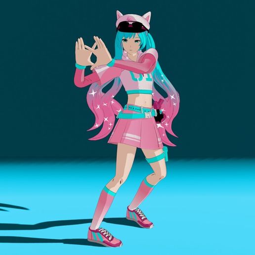 👾 Neko Hatsune Miku low poly・ STL File for 3D printing・Cults