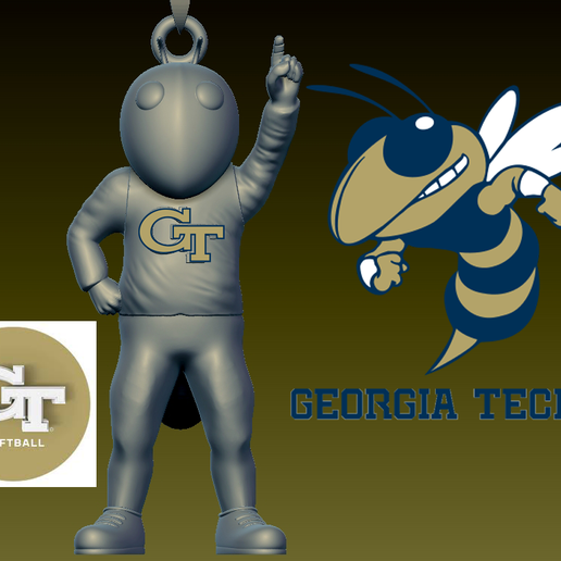 🇬🇪 NCAA - Necklaces BUZZ GEORGIA TECH YELLOW JACKETS - Hanging Figurine ...