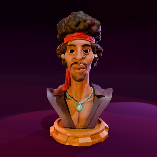 STL file jimi hendrix cartoon bust 👤 ・3D printable design to download・Cults