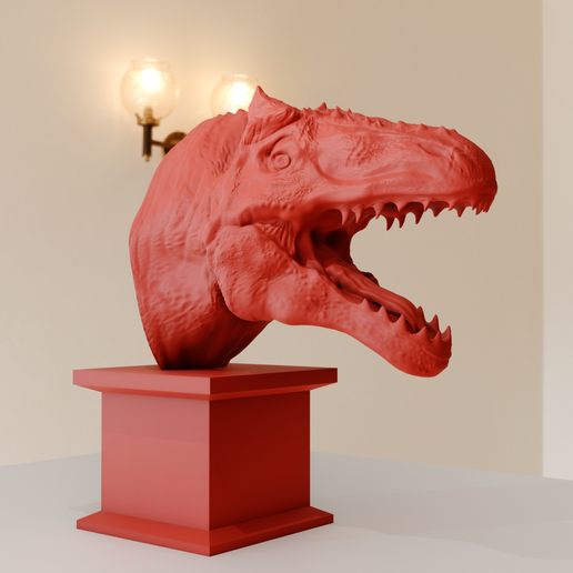 STL file allosaurus roaring dinosaur head bust stl 🦖 ・3D printing idea ...