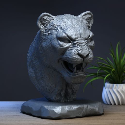 🦁 Lion head bust, Animal head, Animal bust, Lion scream a04 (1)・ STL ...