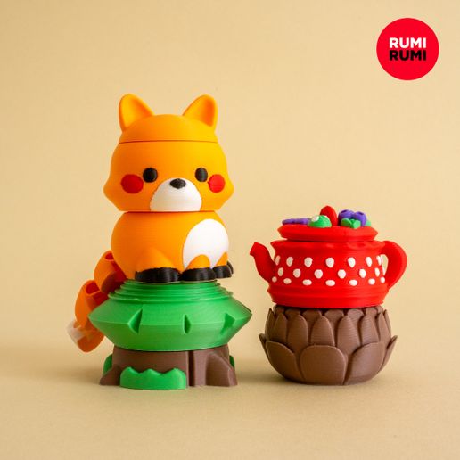 🦊 Forest Stackable Rumi Blocks Set with Fox・ 3D File for 3D printing・Cults