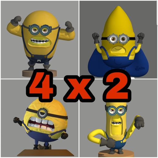 👹 PACK 4x2 MEGA MINION Despicable me 4. / my favorite villain 4・ 3D ...