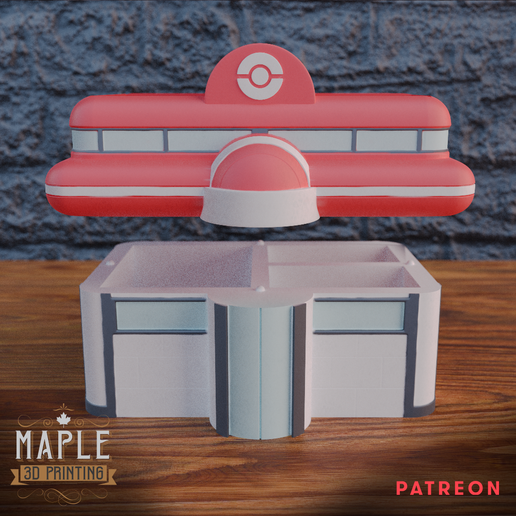 🐉 Poke Center Desk Organizer・ STL File for 3D printing・Cults