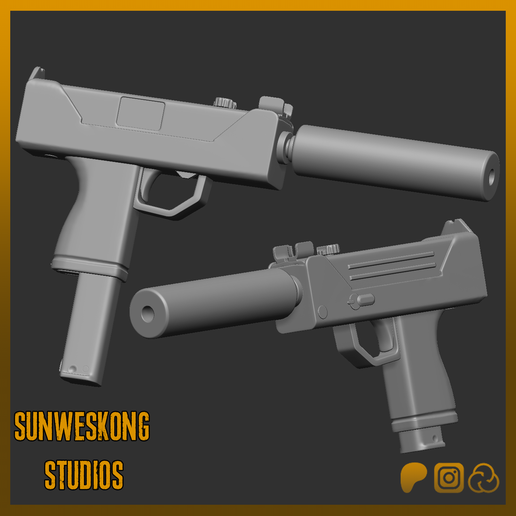 🔫 Mac 11 Submachine Gun For Action Figures Full Variant Pack・ STL File ...